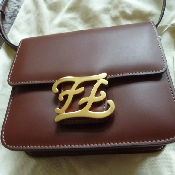 Fendi | Bags | Fendi Karligraphy Ff Logo Leather Shoulder Bag | Poshmark